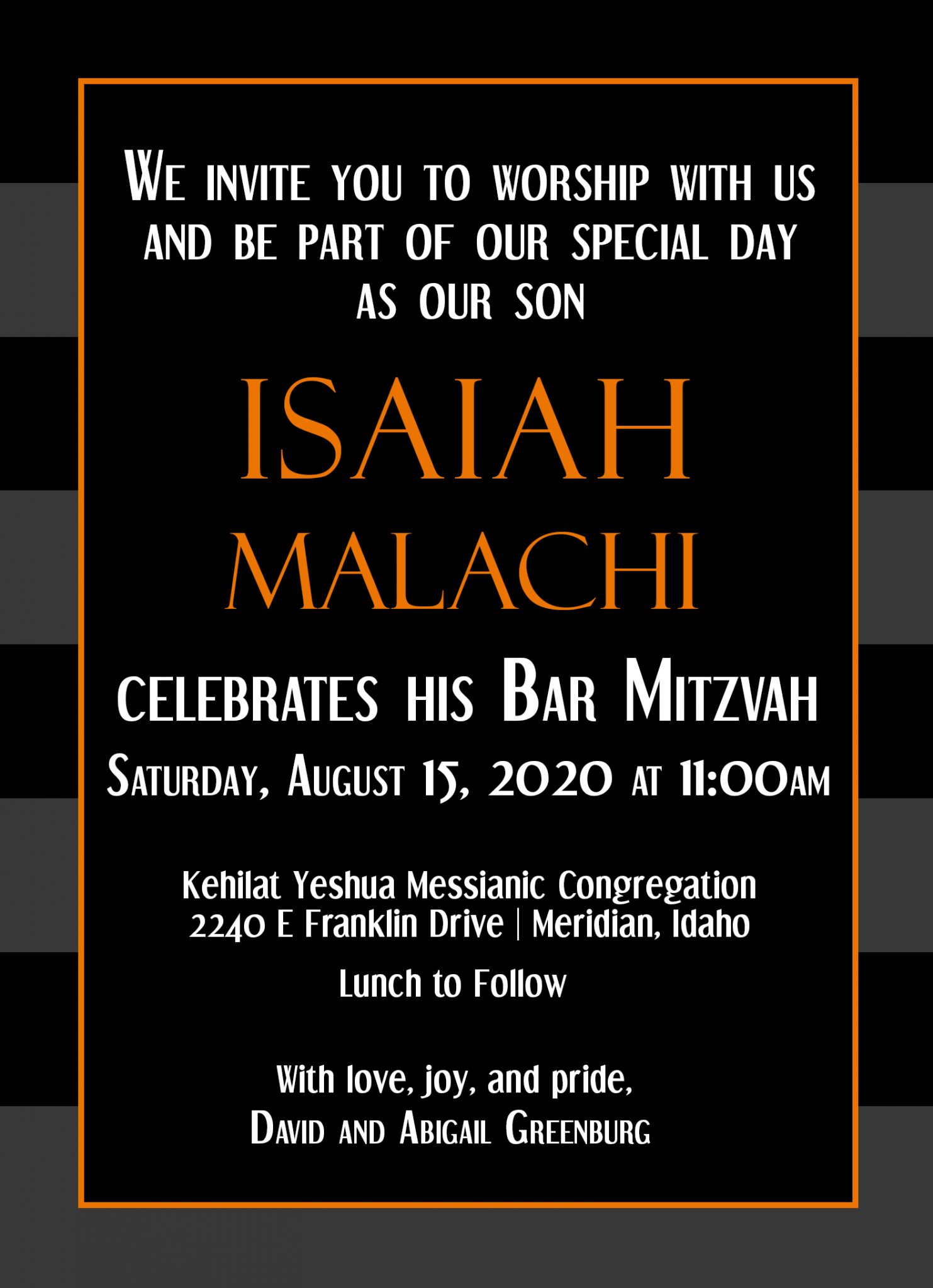 Bar Mitzvah Invitations {Ari Design} – Messianic Kids